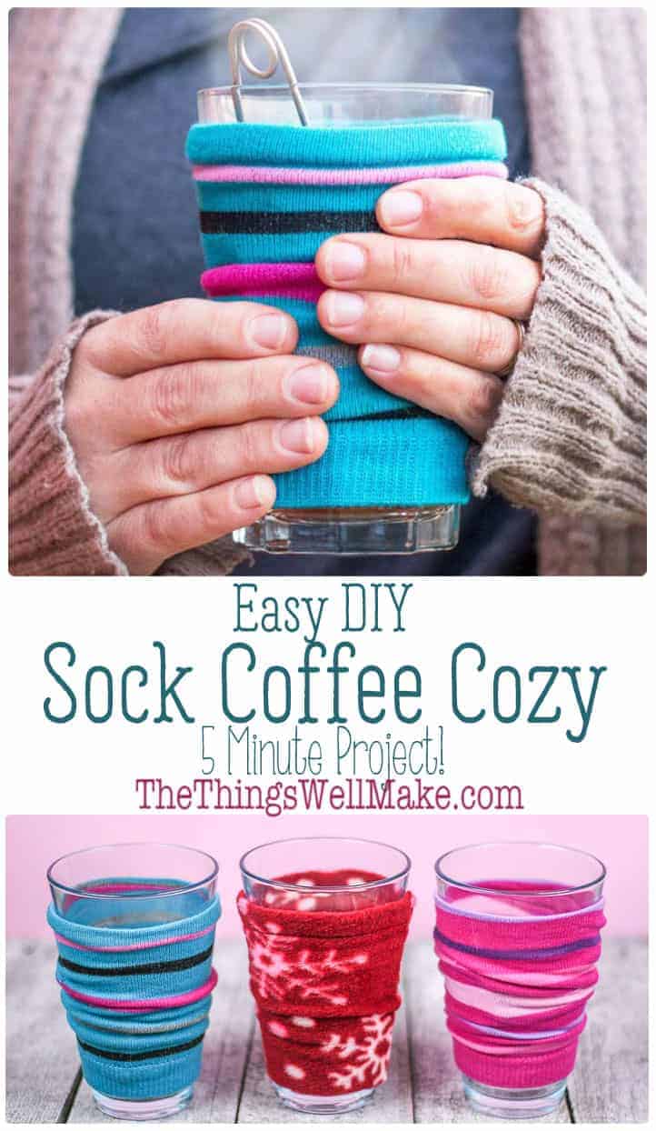 5-minute Easy DIY Coffee Cozy from a Sock! - Oh, The Things We'll Make!